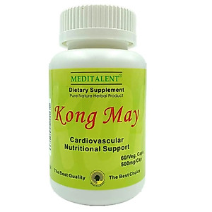 Kong May Herbal Supplement with Red Yeast Rice, Natto Fermented Powder, Antrodia Mushrooms | All-Natural Cardiovascular Support for Overall Health and Well-Being - 60 Capsules by Meditalent