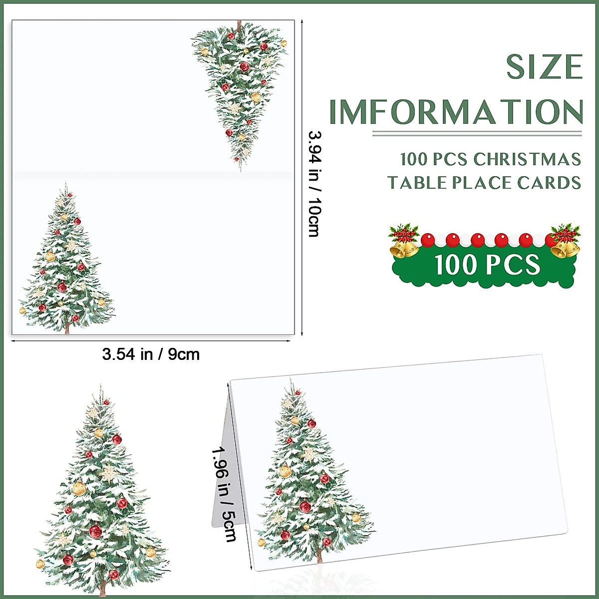 Fumete 100 Set Rustic Christmas Place Cards Name Cards for Table Holiday Place Cards with Christmas Tree Xmas Tree Christmas Light for Holiday Dinner Brunch Party or Any Occasion Party Decoration
