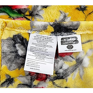 DaDa Bedding Vibrant Tropical Hummingbird Throw Blanket - Sunny Yellow Fleece Bright Super Soft Faux Mink for Sofa or Couch - Cozy & Lightweight - 63" x 90