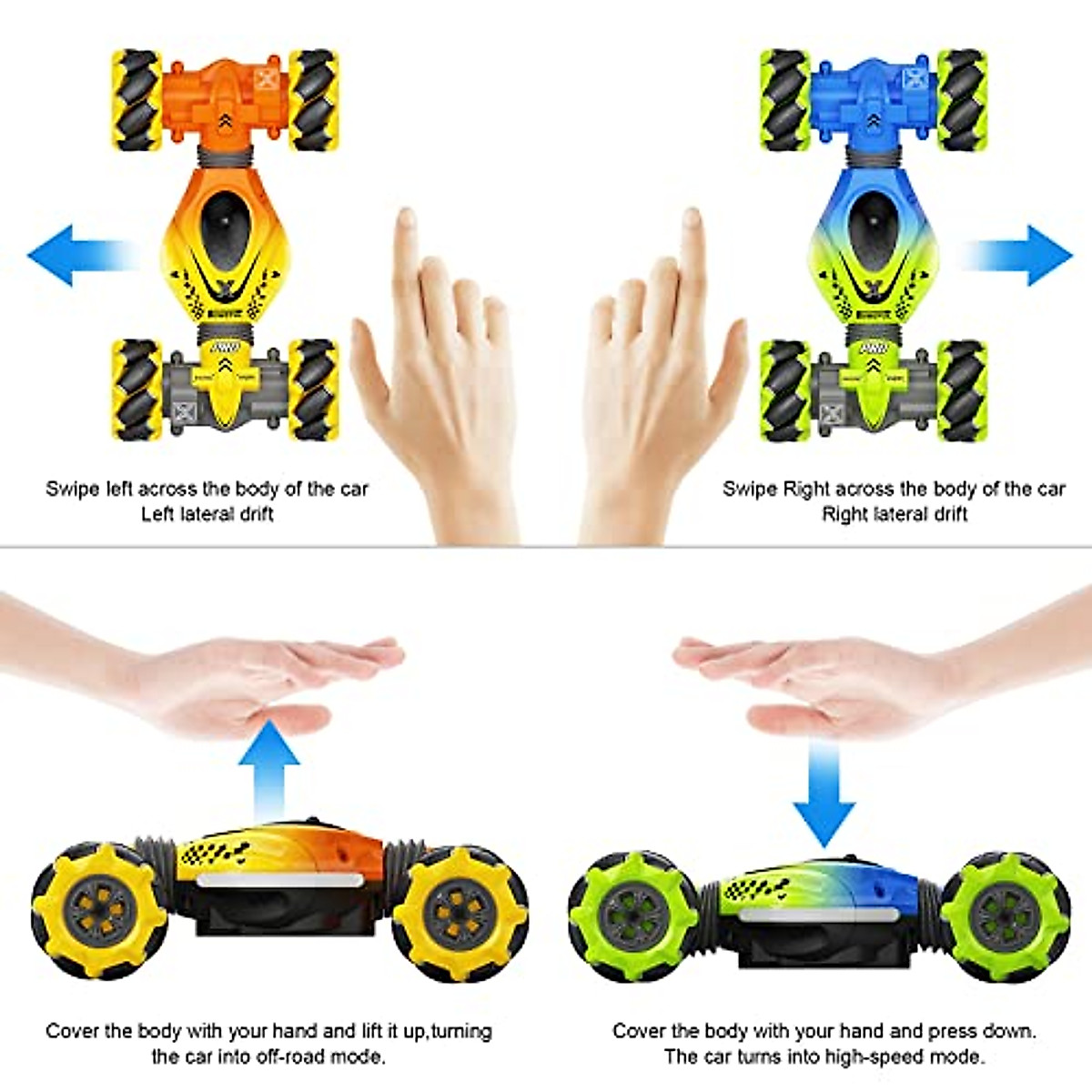 HScopter Gesture RC Cars 4WD Drift Stunt Remote Control Car Twist Offroad Craweler with Gravity Sensor Watch Light Music Kids Toys Gift Prensent for Boy Girl Birthday Chirstams Party Xmas