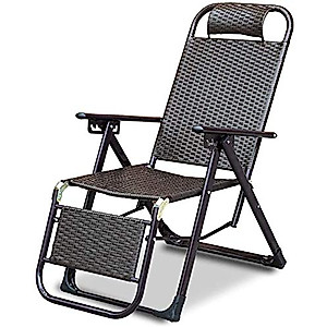 XZGDEN Lightweight Folding Deck Chair Rattan Chair Folding Sun Lounger Outdoor Leisure Home Beach Chair 178x47x26cm Sun Lounger Garden Chairs (Color : As Shown, Size : 178x47x26cm)