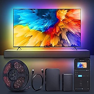 HDMI Sync TV LED Backlights, Immersion TV Strip Lights with HDMI 2.0 Sync Box, Sync with TV and Music, 4K HDR Support, Work with Alexa & Google Assistant, App Control Rope Lights for 55-65'' TV PC