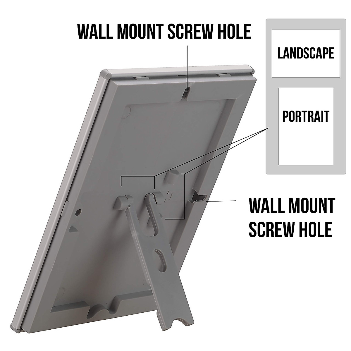 M&T Displays Opti Snap Poster Frame 5x7 Inch with Back Support Silver 0.55" Aluminum Profile Front Loading Photo Picture Document Certificate Sign Holder Mitered Corner Anti Glare Cover