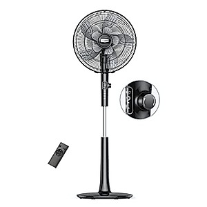 Mirdred Fans for Home Bedroom, 18'' Standing Floor Fans for Home,12 Speeds Oscillating Fan with Remote, Pedestal Fan with Adjustable Height,3 Wind Modes,18H Timer, 85° Oscillation