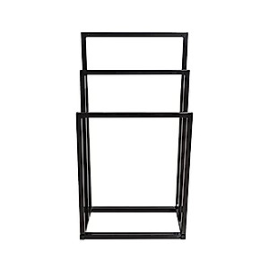 Moveable Metal Freestanding Towel Stand with 3 Towel Bars, 3 Tier Towel Rack for Bathroom, Floor Standing Towel Holder Without Drilling Hole for Bathroom Accessories. (17.7L X 8.6W X 33.8H)''/Black