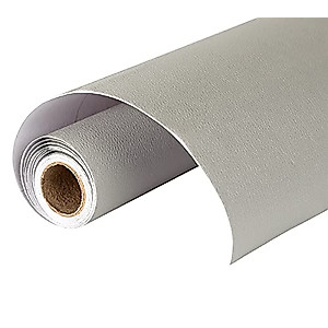 Self Adhesive Vinyl Decorative Leather Shelf Liner Contact Paper for Cabinets Dresser Drawer Furniture Walls Crafts (Grey, 15.7X117 Inches)