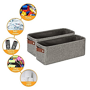 DULLEMELO Collapsible Bundle Baskets 4 Cube Baskets 11"x11"x11" + 2 Narrow Baskets 15"x6"x5.5"（Grey)