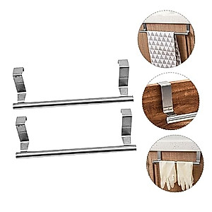 DOITOOL 2pcs Stainless Steel Towel Rack Over Door Towel Holder Cabinet Towel Holder Bathroom Towel Shelf Multi Hanger Multi Purpose Hanger Towel Storage Pole Individual Bracket Back Style