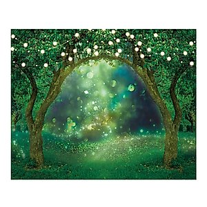 Funnytree 118" x 95" Spring Enchanted Garden Backdrop Forest Fairy Wonderland Woodland Background Wedding Baby Shower Birthday Party Banner Cake Smash Decor Studio Portrait Prop Photobooth