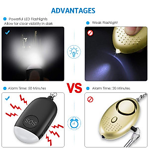 [Upgraded New Version] AMIR Safe Sound Personal Alarm - 130dB Emergency Alarm Keychain with LED Flashlight, Security Personal Protection Devices for Women, Girls, Kids and Elderly(2 Pack-Black&White)