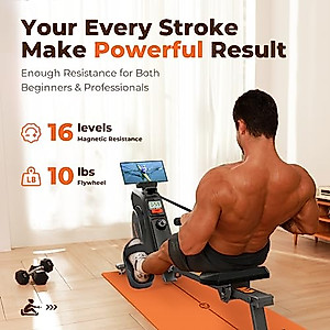 YOSUDA Magnetic Rowing Machine 350 LB Weight Capacity - Foldable Rower for Home Use with LCD Monitor, Tablet Holder and Comfortable Seat Cushion