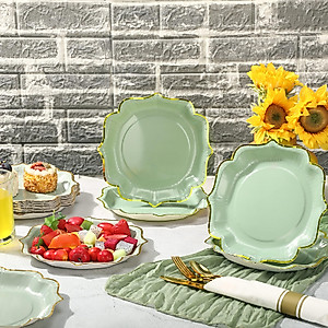 Norme 36 Packs Sage Green Paper Plates with Scalloped Edge 9 Inch Dessert Party Paper Plates Disposable Decorative Plate for Appetizer Salad Birthday Tea Party Decorations Supplies