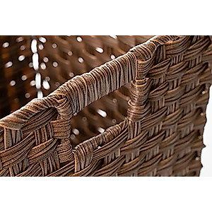 Foldable Synthetic Plastic Wicker Storage Basket with Iron Wire Frame By Blue Ridge Basket Company(Set of 4)