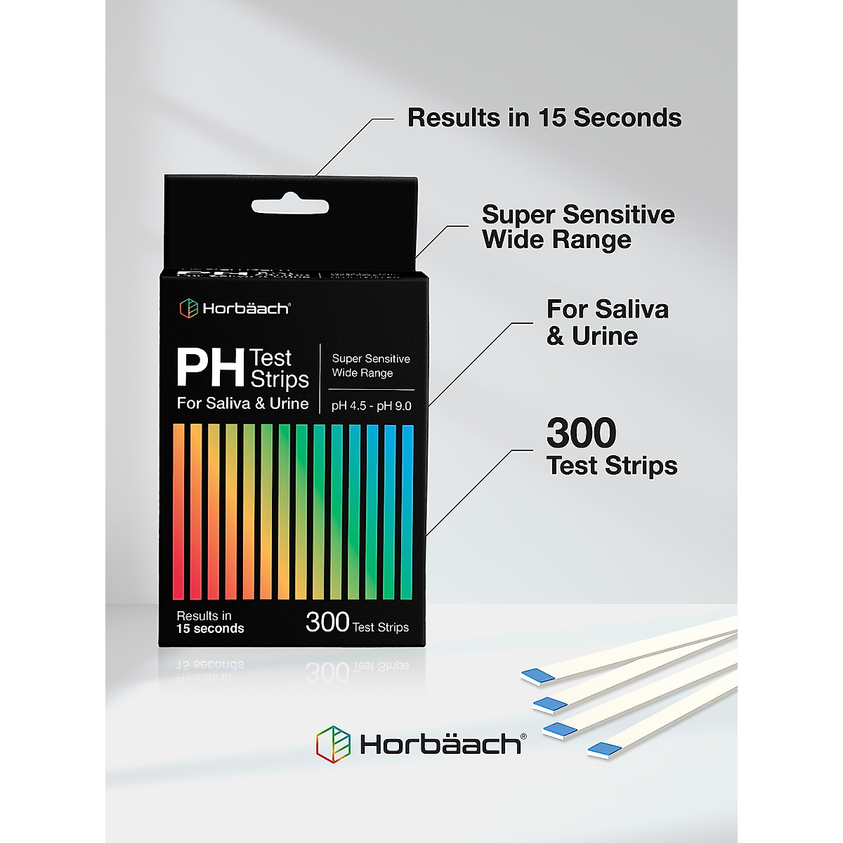 Horbäach PH Test Strips for Urine and Saliva Testing | for Women and Men | 300 Count