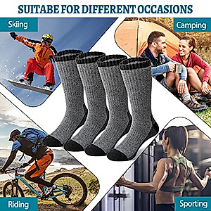 EBMORE Merino Wool Socks for Men Winter Thermal Warm Thick Hiking Boot Heavy Valentines Day Gifts for Him Stocking Stuffers Soft Cozy Socks (Black Gray (4 Pairs))