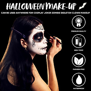 Spooktacular Creations 16 Pcs Halloween Family Makeup Kit Face Body Paint with Liquid Blood Gel, Fake Blood and More Easy On & Easy Off Makeup Set for Cosplay Halloween Party Supplies