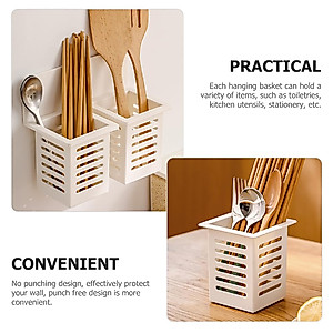 4pcs Nail- Wall-mounted Drain Storage Rack Slide Top Tin Containers Bathroom Shower Basket Tableware Storage Bucket Sink Office White Pp Toothbrush Holder Nail