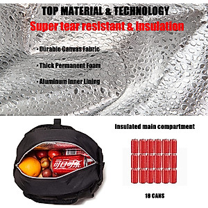 Scorlia Insulated Lunch Bag Backpack for Women, Convertible Lunch Cooler Tote with Side pocket, Tall Reusable lunch Box Container with Drinks Holder for Girl, School, Office, Beach, Picnic, Black