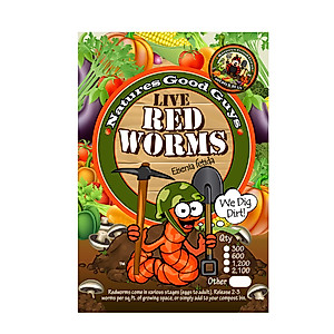 NaturesGoodGuys Live Redworms Composting Red Worms - 1,200 Red Wigglers