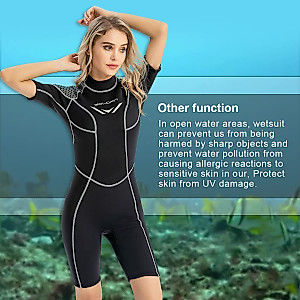 GoldFin Women Shorty Wetsuit, 3mm Neoprene Wet Suits Back Zip Surfing Diving Swimming Snorkeling