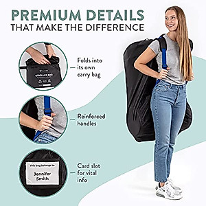 Fam Adorbs Gate Check Stroller Bag for Airplane Travel Durable & Convenient Nylon Stroller Travel Bag with Backpack Straps - Perfect Stroller Cover for Umbrella Stroller & Single to Double Stroller