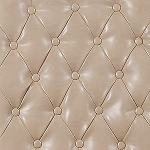 Flash Furniture Set of 4 Hercules Series Beige LeatherSoft Parsons Chairs with Rolled Back, Accent Nail Trim and Walnut Finish