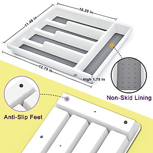 Herogo 30-Piece Matte Black Silverware Set with Drawer Organizer, Stainless Steel Flatware Cutlery Set for 6, Modern Tableware Eating Utensils Set with Tray, Dishwasher Safe, Satin Finish