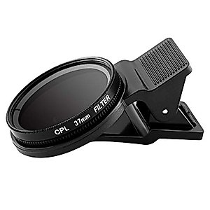 37mm Cell Phone Lens CPL Filter Kit, Portable Polarizer Clip- On Cellphone CPL Filter, Lens Clip Compatible with Phone 13 12 11 8 7 X XS and Other Smartphones
