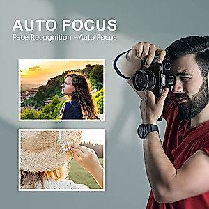 Monitech Digital Camera for Photography and Video, 4K 48MP Vlogging Camera for YouTube with 180° Flip Screen,16X Digital Zoom,32GB TF Card, 2 Batteries