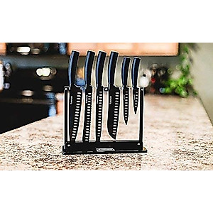 Cuisinart C77NS-7P Classic Nonstick Edge Collection 7-Piece Cutlery Knife Set with Acrylic Stand, Black