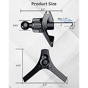 ZOOAUX Universal Air Vent Clip for Wireless Car Charger & Car Mount, Ultra Strong Anti-Shake Vent Grip for Most Car Phone Mount Holders with Joint Ball [Diameter 0.67 in (17mm)]