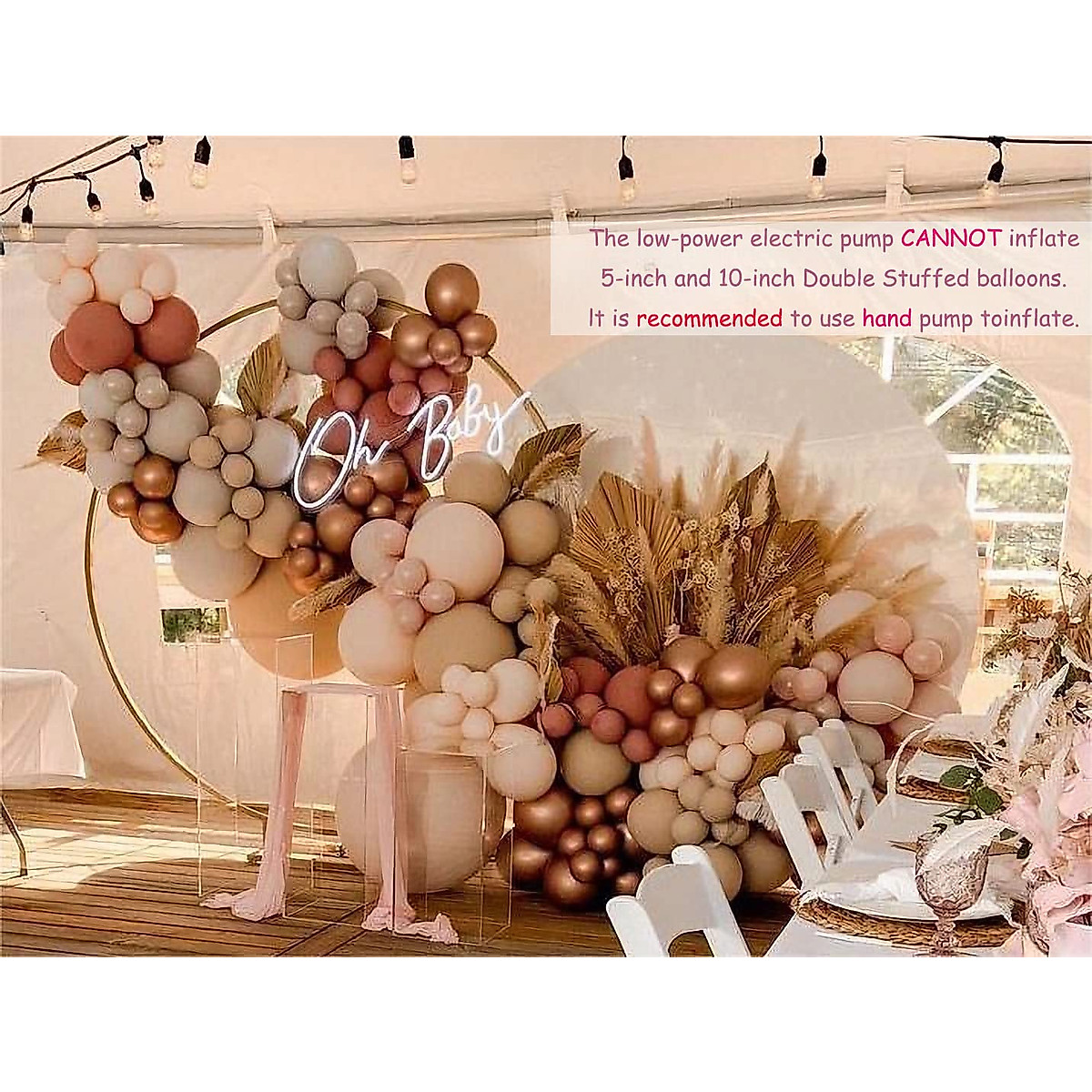 Boho Balloons Garland Arch Kit - Double Stuffed Dusty Rose Pink Rose Gold Cream Peach Apricot Latex Balloon Different Sizes 18 12 10 5In Neutral Ballon for Baby Shower Gender Reveal Party