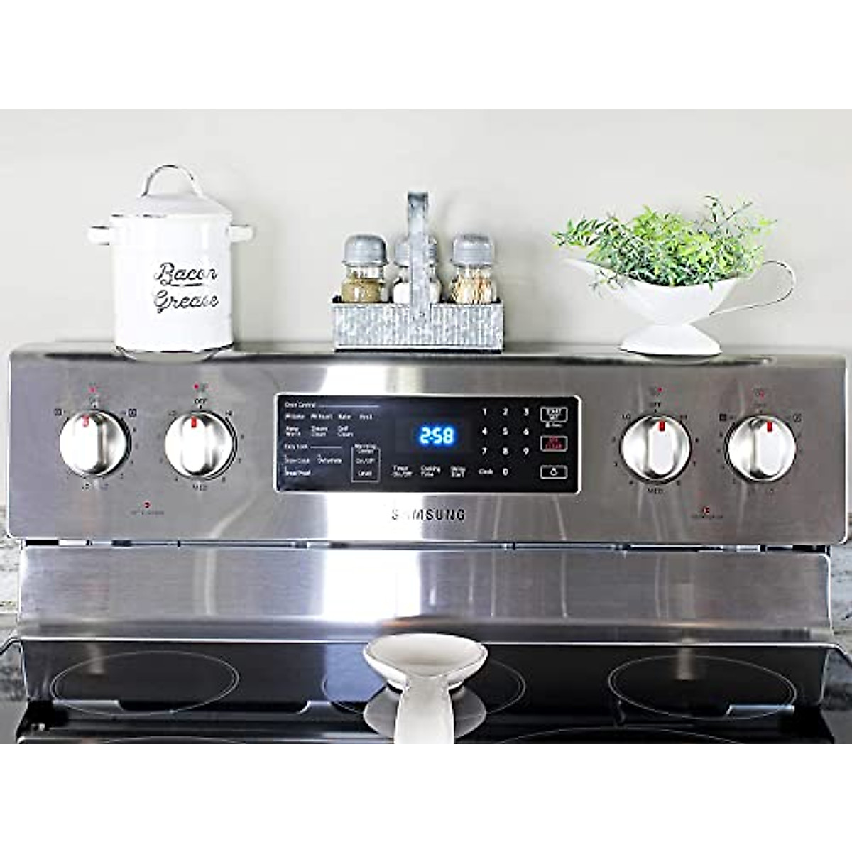 AuldHome Grease Container, White Enamelware Bacon Grease Can with Strainer, Farmhouse Style, Keto-Friendly