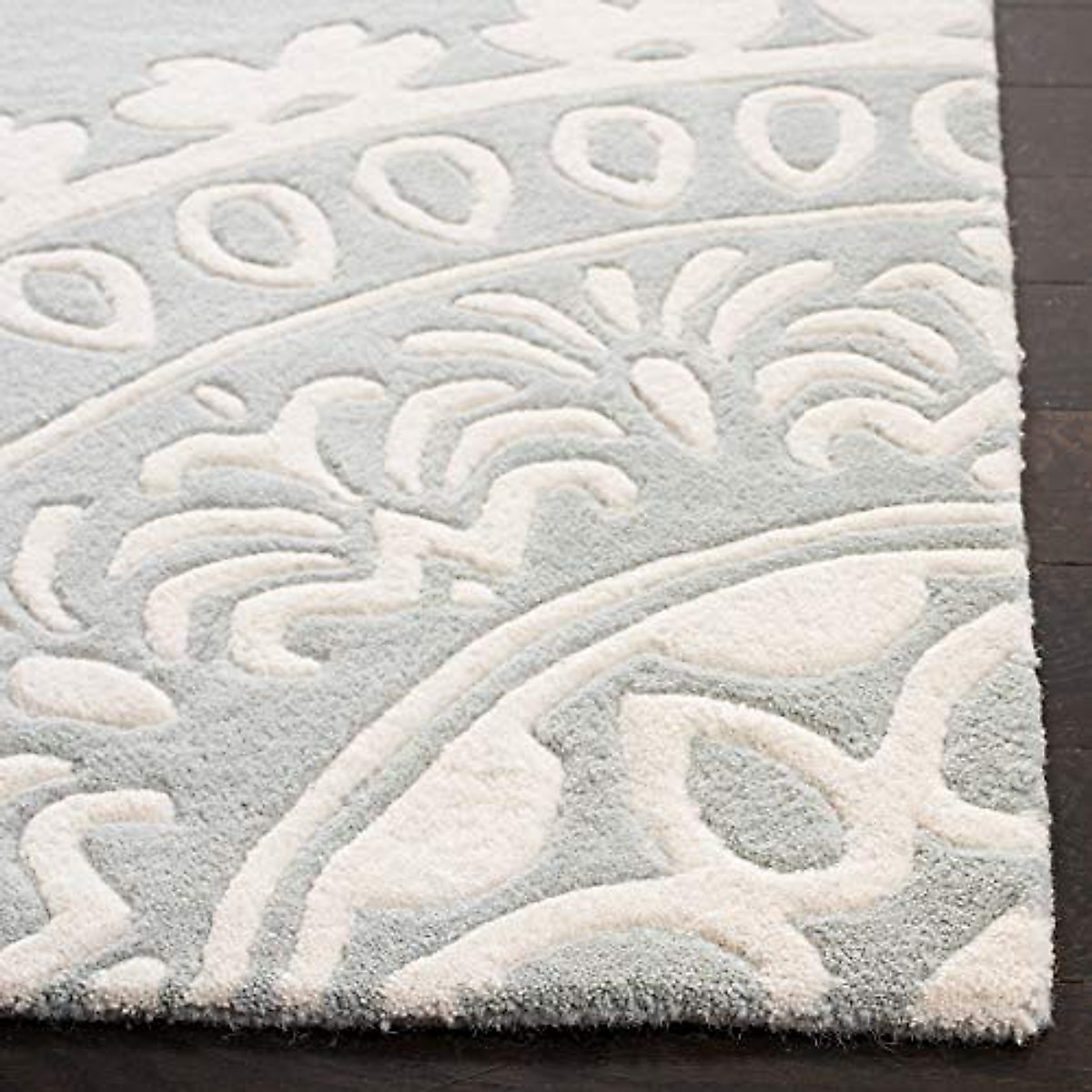 SAFAVIEH Bella Collection 8' x 10' Grey/Ivory BEL122A Handmade Premium Wool Area Rug
