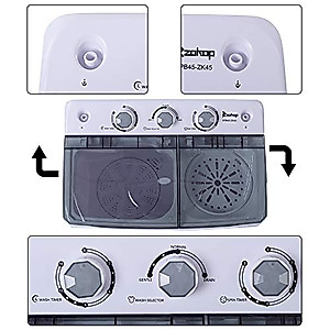 Z okop Twin Tub Design Washer Large Power Semi-automatic Washing Machine Energy Saving (Grey cover plate 16.5lb)