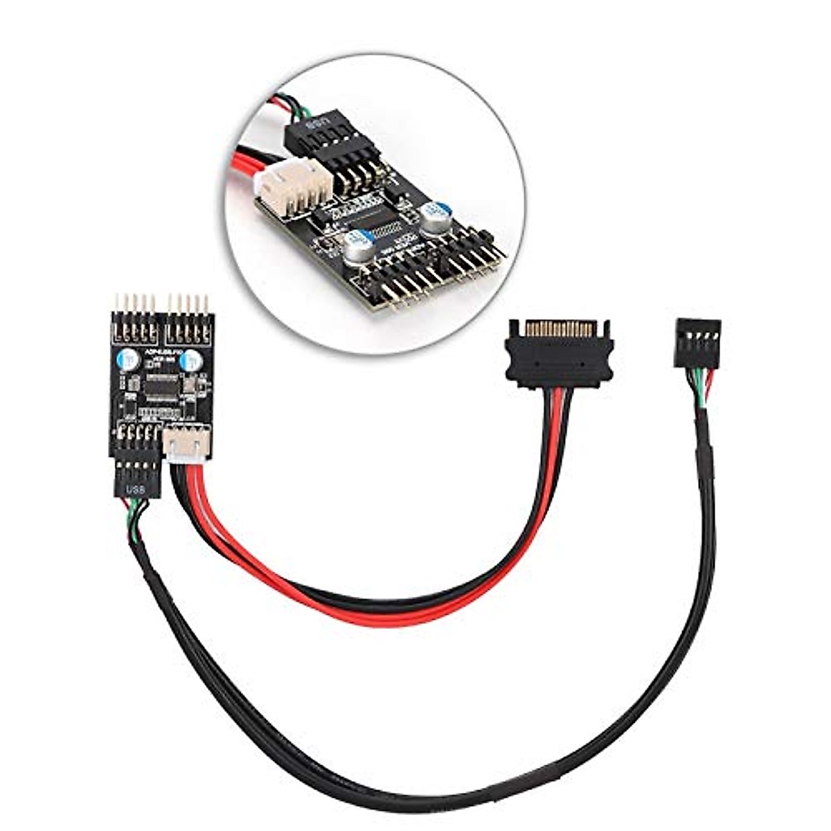 USB 2.0 9pin USB hub 2 Port with SATA Power Cable Extension hub USB 2.0 hub for Computer for Desktop for PC