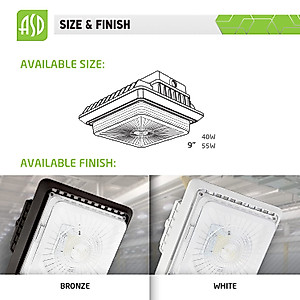 ASD Bronze LED Canopy Light with Motion Sensor 55W 7305Lm 4000K Dimmable IP65 Outdoor Ceiling Lights with J-Box - Carport Light Fixture - Gas Station and Garage Light - LED Parking Lot Light UL & DLC