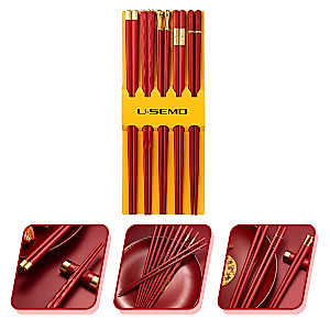 Homoyoyo Reusable Chopsticks 10 Pairs Chopsticks Hot Pot Fiberglass Household Chinese Gift