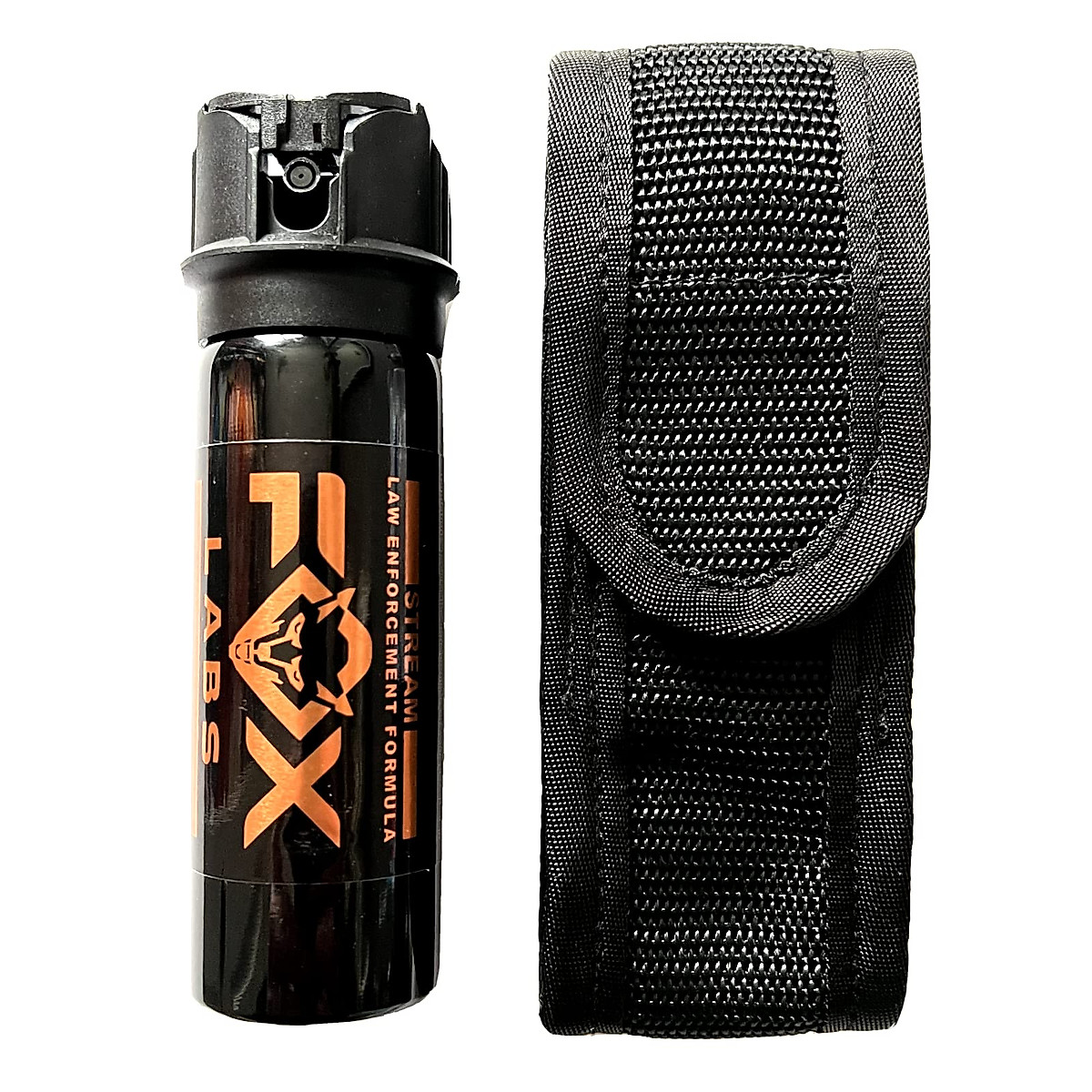 NW Self Defense Products Fox Labs, One Point Four Pepper Spray - 3 oz. Stream & Nylon Holster - Flip Top