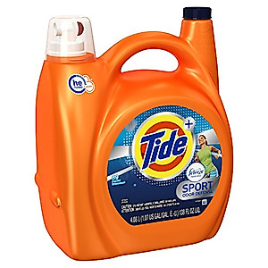 Tide Plus Febreze Fresh Sport Odor Defense HE Turbo Clean Liquid Laundry Detergent, Active Fresh Scent (89 Loads), 138 Fl Oz - Packaging May Vary