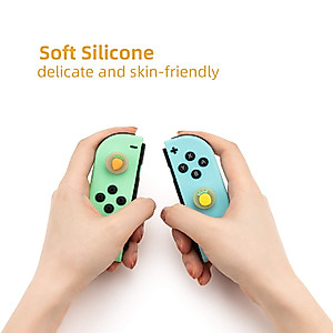 GeekShare Fruit Theme Thumb Grip Caps,Compatible with Nintendo Switch & Switch Lite Only,Soft Silicone Joystick Cover,4PICS -- Carrot and Pineapple
