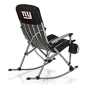 PICNIC TIME NFL New York Giants Outdoor Rocking Camp Chair, XL Heavy Duty Camping Chair for Adults, (Black)