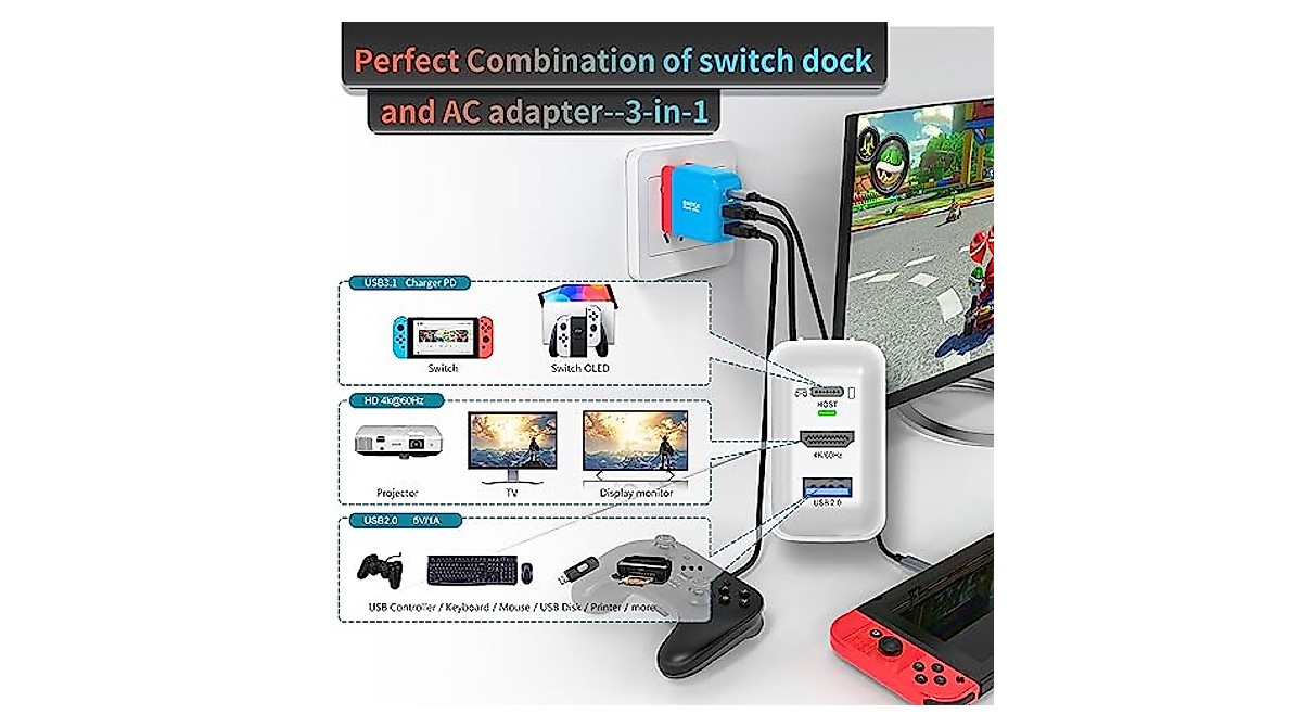 Mirabox Portable Switch Dock - Fast Charging & 4K Output