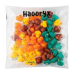 Haooryx 60pcs Christmas Mini Rubber Ducks Mini Float Ducky Pool Toys Novelty Squeeze Ducks for Christmas Festival Theme Party Favors Supplies Basket Stuffer Baby Shower Birthday Pool Party Decoration