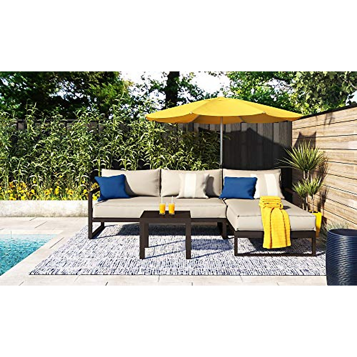 Serta Modern Outdoor Patio Furniture Collection with Bronze Metal Frame Finish, Sectional