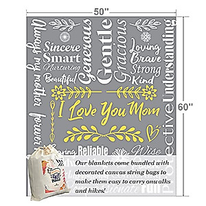Mami Home Mom Blanket Gift with Thick Double Layered Fleece and Sherpa Blanket Fabric | Wonderful Blankets for Mom | Wholesome I Love You Mom Gifts from Daughters and Sons with Free Canvas Bag | 50x60