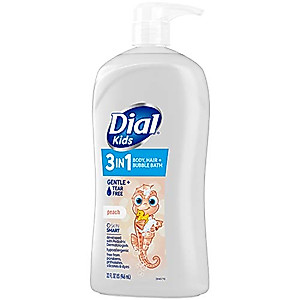 Dial Kids 3-in-1 Body+Hair+Bubble Bath, Peach, 32 fl oz