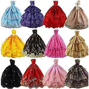 ZITA ELEMENT Lot 5 Handmade Fashion Party Dress Outfit for 11.5 Inch Girl Doll Clothes Xmas Gift- Random Style.