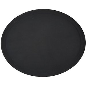 Winco Oval Fiberglass Tray with Non-Slip Surface, 26-Inch by 22-Inch, Black