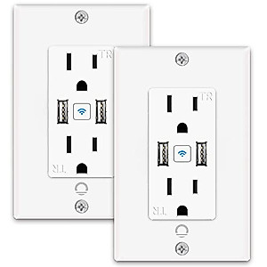 Smart USB Outlet in-Wall - Smart Electrical Outlet That Work with Alexa, Google Home, 15 Amp, No Hub Required, ETL & FCC Certified, 2.4G WiFi Only (2 Pack)